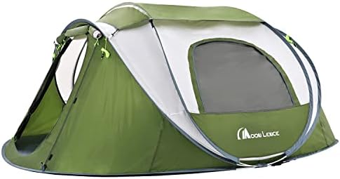 Moon Lence Pop up Tent 4 Person Camping Tent Waterproof Tent 3 Ventilated mesh Windows, 2 Big ...