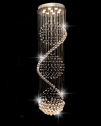 CRYSTOP Crystal Chandelier Modern Spectacular LED Spiral Sphere Rain ...