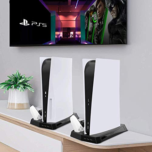 For PS5 DE/UHD Vertical Stand,Including 2 DualSense Controller Charging ...