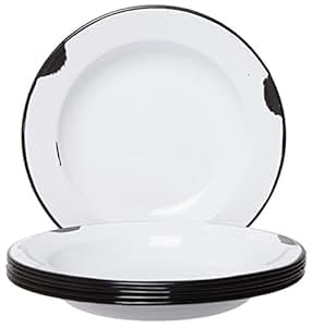 Amazon.com: Distressed Enamelware Plates White Body with Black Rim ...