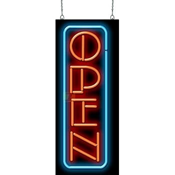 Deluxe Open Vertical Neon Sign - Red & Blue - Verticle Open Neon ...