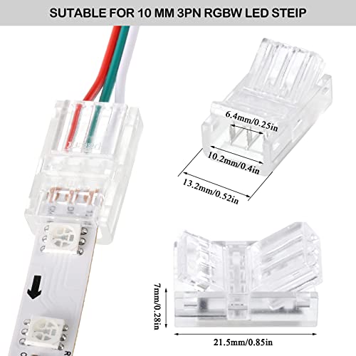 20 Pieces 3 Pin LED Light Connectors Strip to Wire Quick Connector LED ...