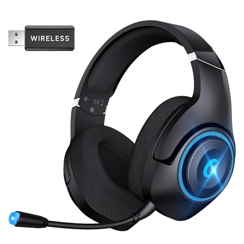 KAPEYDESI Gaming Headset Wireless, 2.4GHz Gaming Headphones Wireless ...