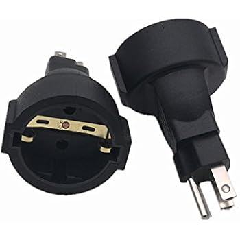 (2 Pack) Schuko Female to USA NEMA 5-15 Plug Adapter, Toptekit EU Europe Schuko to US 3pin NEMA ...