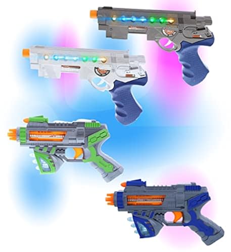 Mozlly Light Up Sonic Space Blaster and Revolver Handgun Gun Toy Set of ...