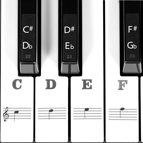 Piano Keyboard Stickers for 88/61/54/49/37 Key, Bold Large Letter Piano ...
