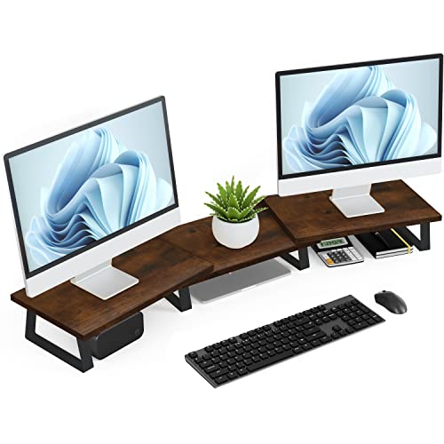 Aothia Large Dual Monitor Stand - Computer Monitor Stand, Desk Shelf ...