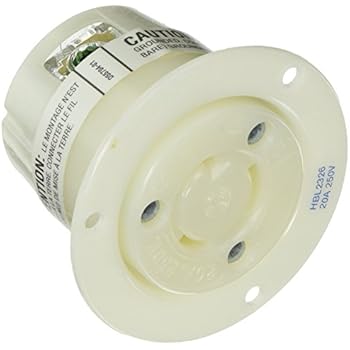 Hubbell HBL2326 AC Flanged Outlet NEMA L6-20 Female White - Electric ...