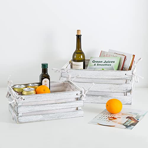 White Decorative Wooden Palette Crates (Set of 2): Farmhouse Wooden ...