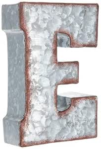 Amazon.com: CraftyCrocodile 7" Galvanized Metal 3D Wall Letter E Block ...