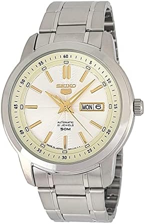Seiko 5 White Dial Automatic analog stainless steel watch for Men ...