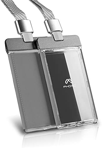 Phomo Aluminum ID Badge Holder/Wallet with Metal Clip and Badge Lanyard ...