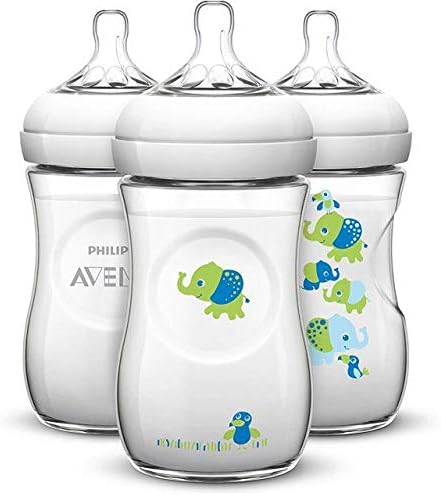 Philips Avent Natural Boy Elephant Design Feeding Bottles, 260 ml, 3 ...