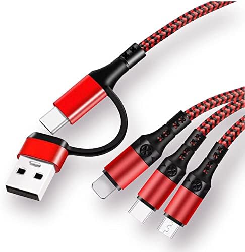 Usb charging cable 3 in 1 braided with fast multiple compatible usb-c ...