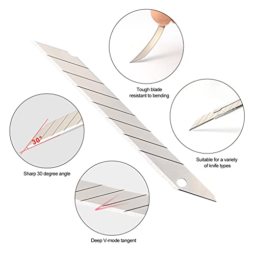 FOSHIO 30 Degree Snap Off Blades 9MM Universal Art Knife Replacement Blades, High Hardness ...