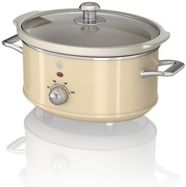 Swan Retro Cream 3.5 Litre Slow Cooker, 3 Temperature Settings, Keep ...