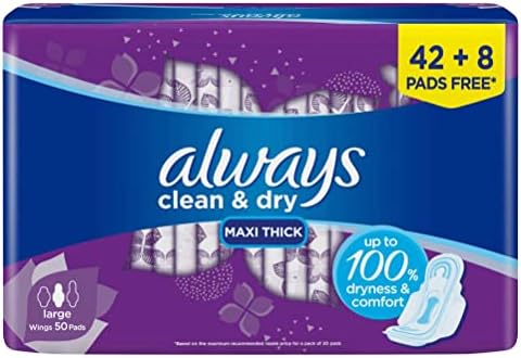 Always Clean & Dry Maxi Thick Large Sanitary Pads With Wings 50pcs ...