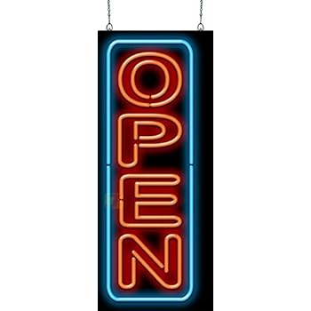Deluxe Open Vertical Neon Sign - Red & Blue - Verticle Open Neon ...