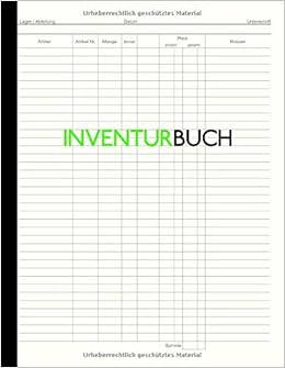 Inventurbuch: 110 Nummerierte Seiten | Klebebindung | Unperforiert ...