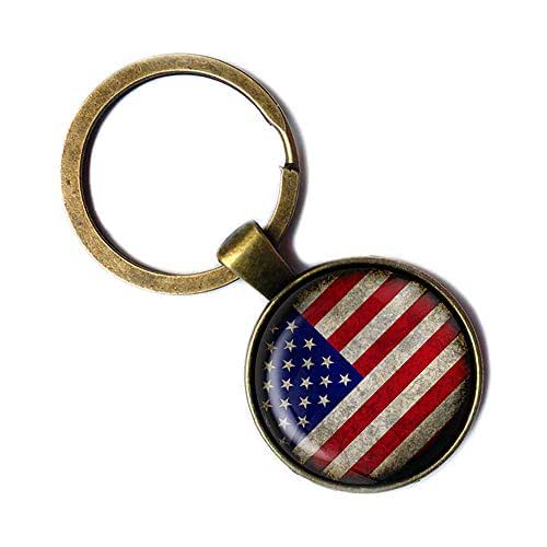 Amazon.com: United States of America USA Flag Bronze Keychain Keyring ...