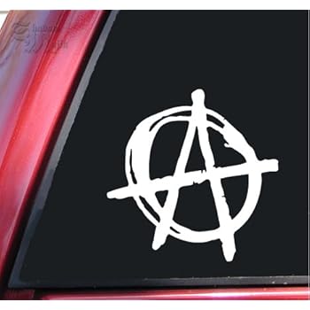 Amazon.com: Anarchy Symbol Outline 6" Vinyl Sticker Car Decal (8" WHITE ...