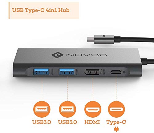 Novoo USB C Hub Adapter - Type C Dongle with 4K HDMI, 2 USB 3.0 Ports ...