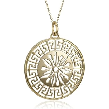 Amazon.com: Sterling Silver Greek Key Medallion Pendant Necklace: Jewelry