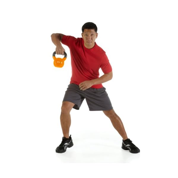 SPRI Kettlebell Weights Deluxe Cast Iron Vinyl Coated Comfort Grip Wide ...