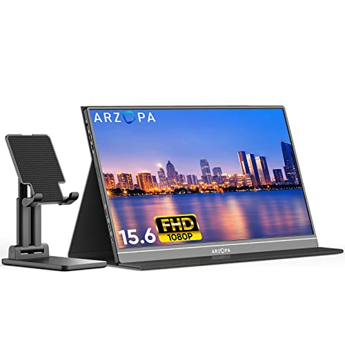 Arzopa Portable Monitor & Tablet Stand, 15.6'' 1080P FHD Laptop Monitor ...