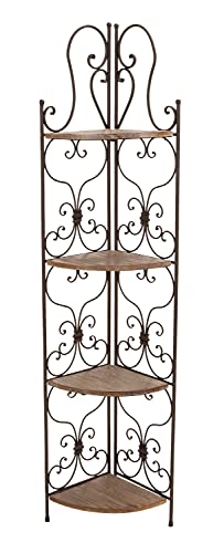 Deco 79 Metal Scroll Tall Folding 2 Drawers and 4 Shelves Bakers Rack ...