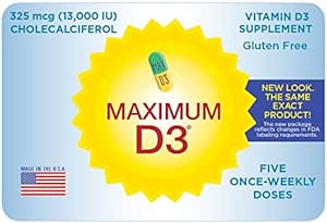 Amazon.com: Maximum D3 13,000 IU, 5 Capsules Total (5-Week Supply ...