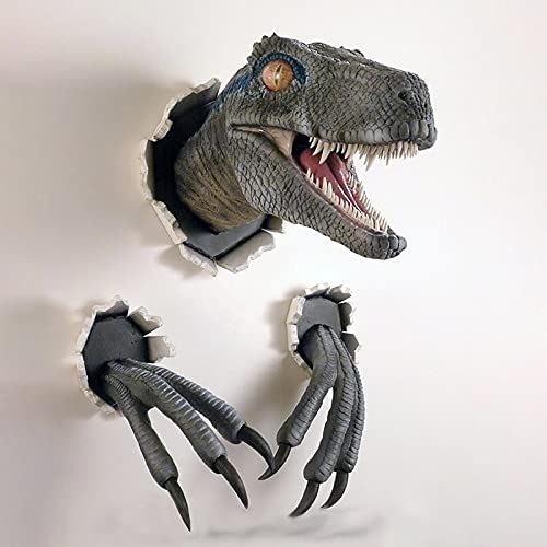 RealKing Wall Bursting Velociraptor Prop Replica, 3D Dinosaur Statue ...