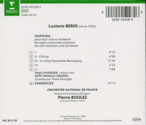 Luciano Berio: Sinfonia, Eindrücke. New Swingle Singers, Orchestre ...