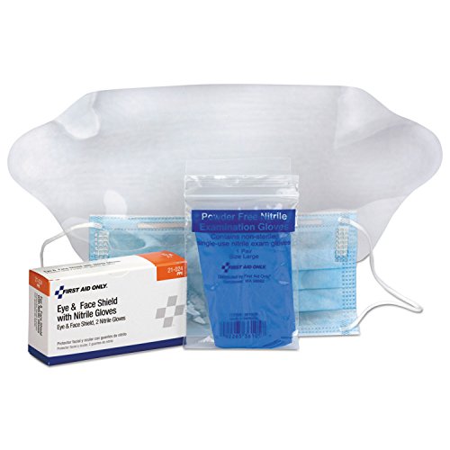 First Aid Only 21-024 Eye Shield, Face Mask, and Gloves Kit Business ...