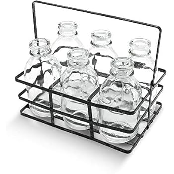Amazon.com: Bud Flower Vases with Galvanized Holder - 5-Piece Set of ...