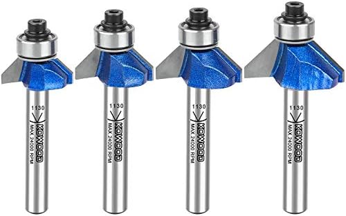 KOWOOD Plus 45 Degree Chamfer Router Bit Set, 1/4 Inch Shank, Cutting ...
