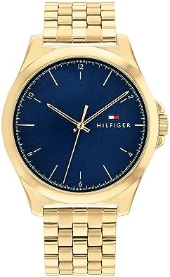 Tommy Hilfiger, Norris Men's Blue Dial, Ionic Plated Thin Gold 2 Steel ...