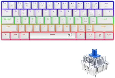 ROCK POW 60% Wired Mechanical Gaming Keyboard, RGB Backlit Ultra ...