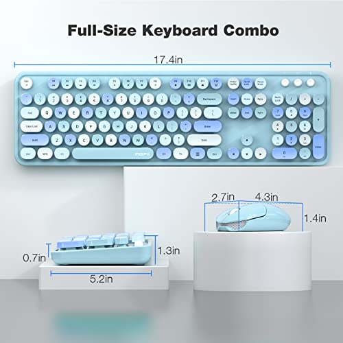 Mofii Wireless Keyboard And Mouse Combo Blue Colorful Round Key Typewriter Keyboards 2 4ghz