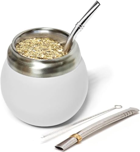Azonee Yerba Mate Cup Kit, Stainless Steel Double Wall Thermal Yerba ...