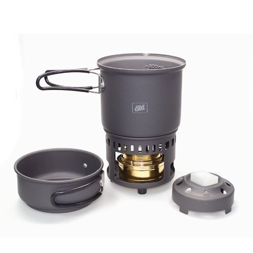 Esbit 5-Piece Trekking Cook Set Includes Brass Alcohol Burner Stove and ...