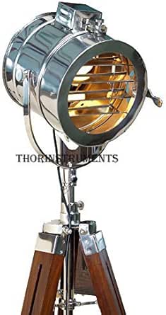 Thor Vintage Stage Searchlight Wooden Tripod Stand Search Light Studio ...