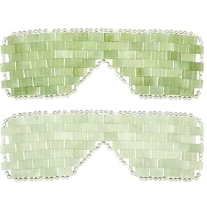 Amazon.com : 2 Pcs Jade Eye Mask Green Jade Stone Eye Mask Facial ...