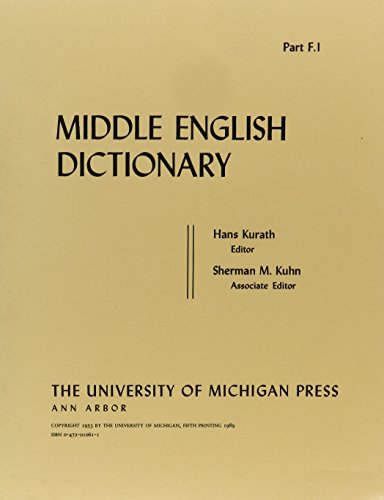 Amazon.com: Middle English Dictionary (Volume F.1): 9780472010615 ...