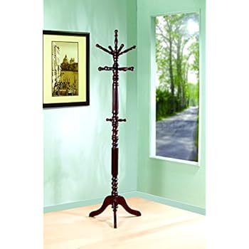 Amazon.com: Monarch Specialties Traditional Solid Wood Coat Rack, Oak ...