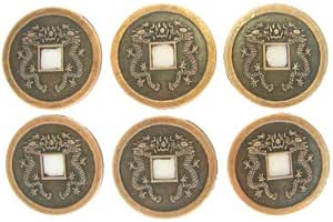 Amazon.com: 6 of Double Dragon Coins (I ching Coins)-1 inch ...