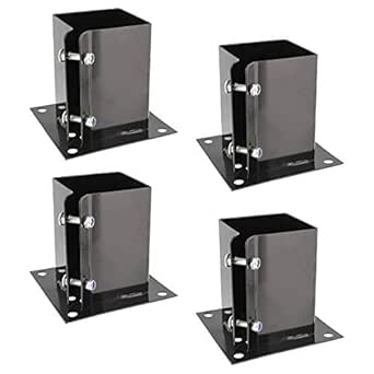 BISupply No Dig 4x4 Post Anchor Square Bracket 4pk - Bolt Down Post ...
