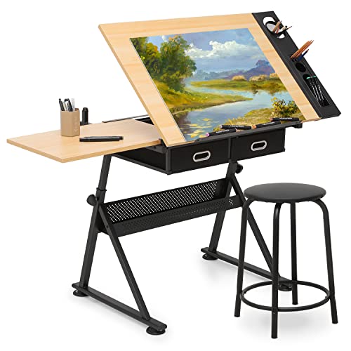 Magshion Drafting Table Set Adjustable Height Artist Desk with Tilting ...