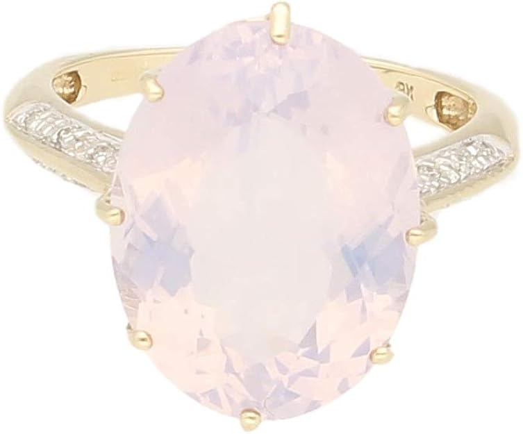 Women's 9Carat Yellow Gold Moonlight Topaz Solitaire & Diamond Accents ...