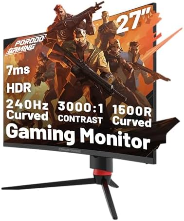 Porodo 27 Curved Gaming Monitor With 240Hz Refresh Rate, AMD FreeSync ...